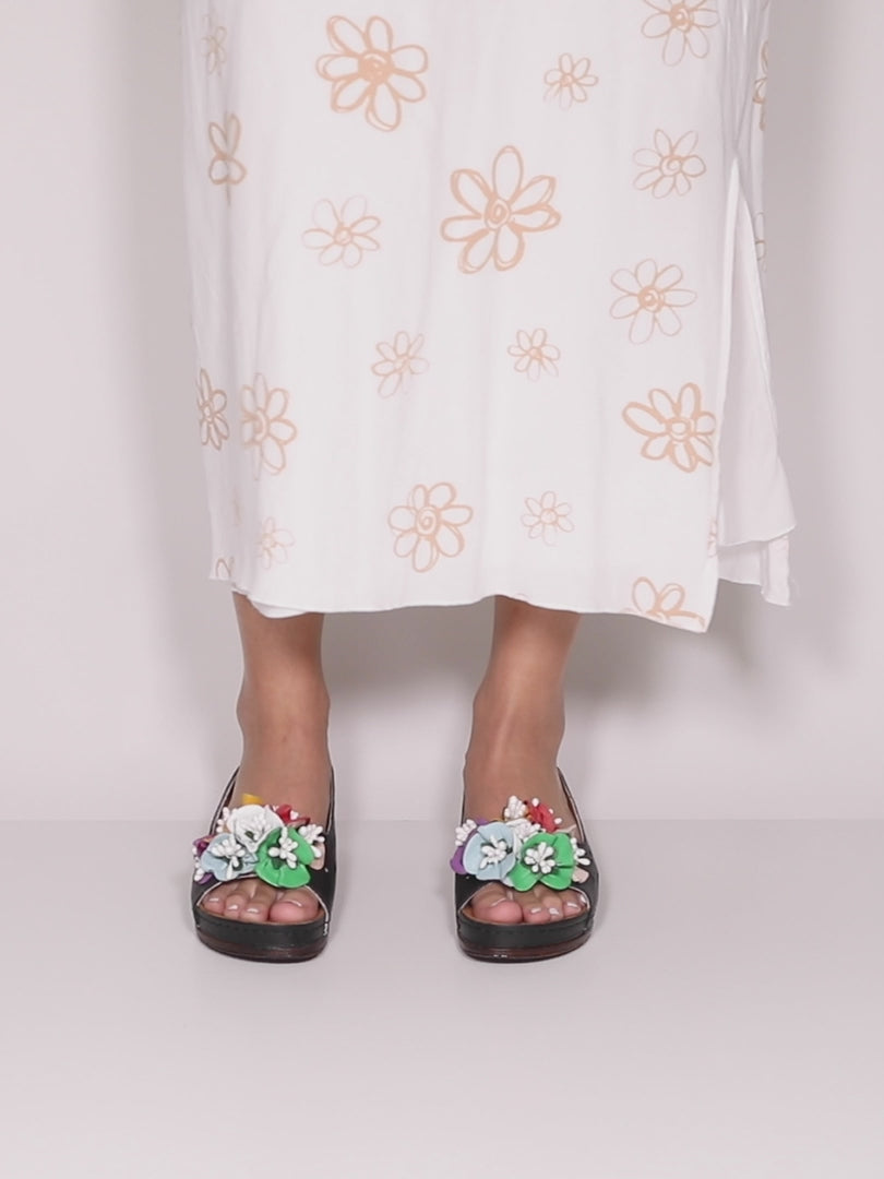 Flowerchild Sandal: Wedge Leather Slide – Spring Step Shoes