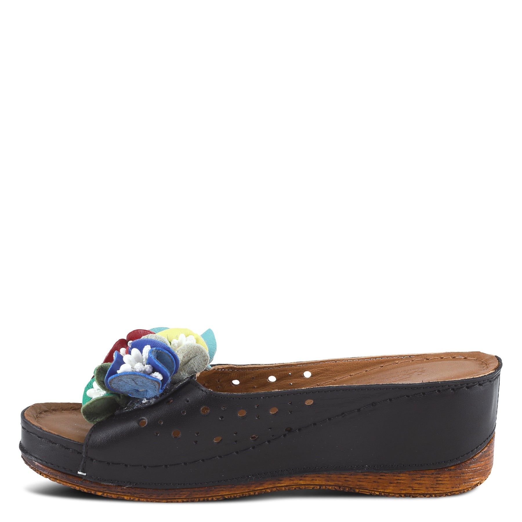 Flowerchild Sandal: Wedge Leather Slide – Spring Step Shoes