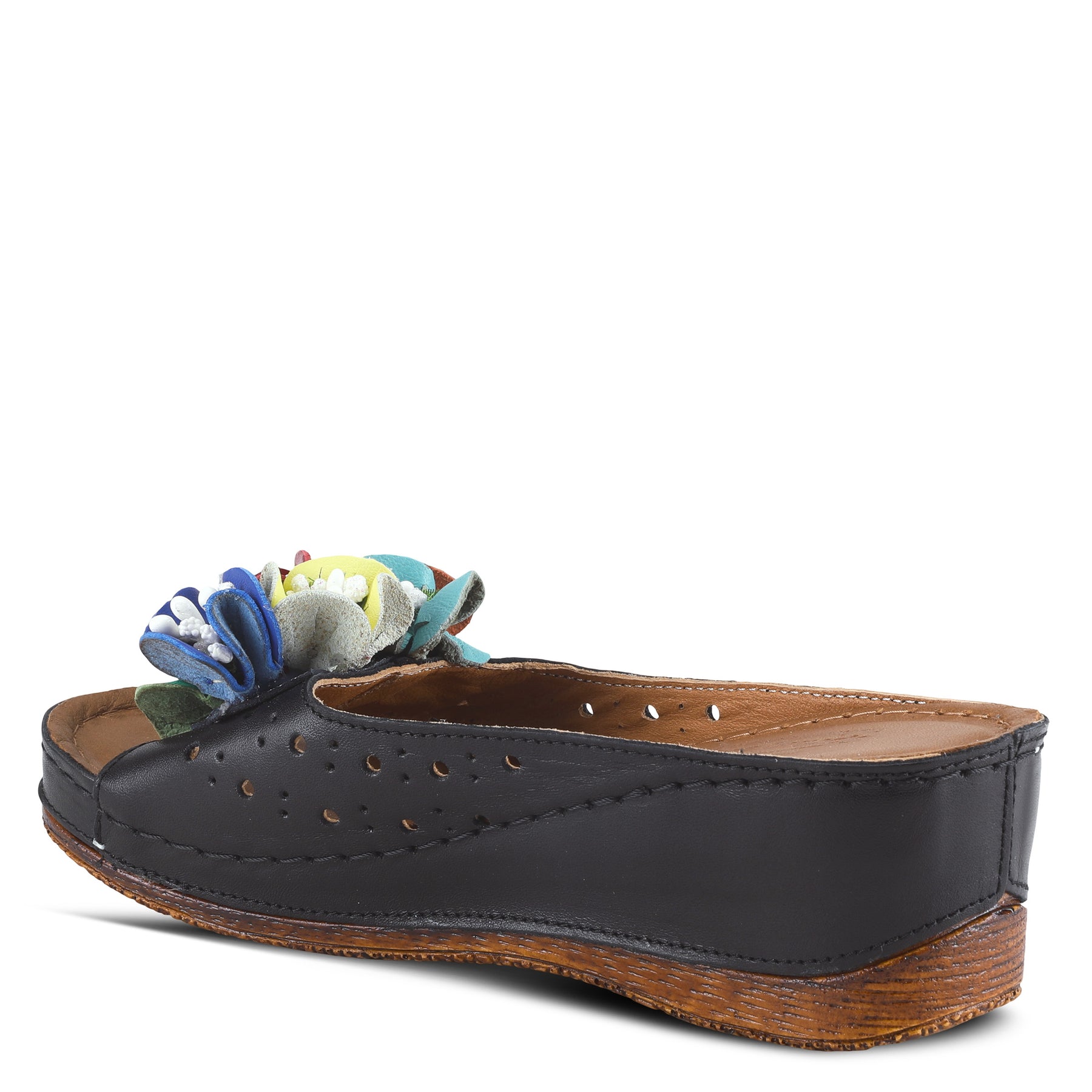 Flowerchild Sandal: Wedge Leather Slide – Spring Step Shoes