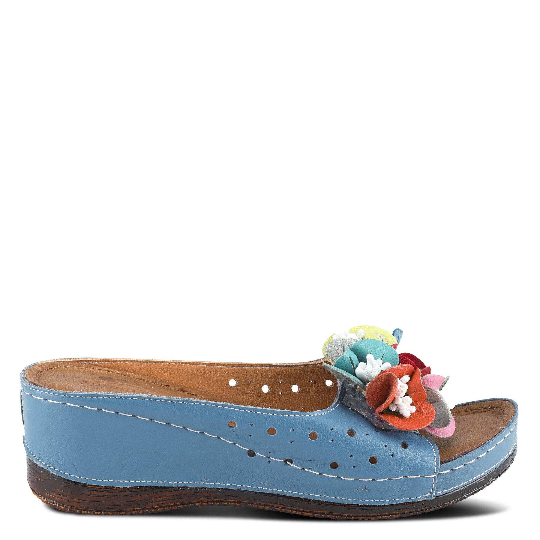 Flowerchild Sandal: Wedge Leather Slide – Spring Step Shoes