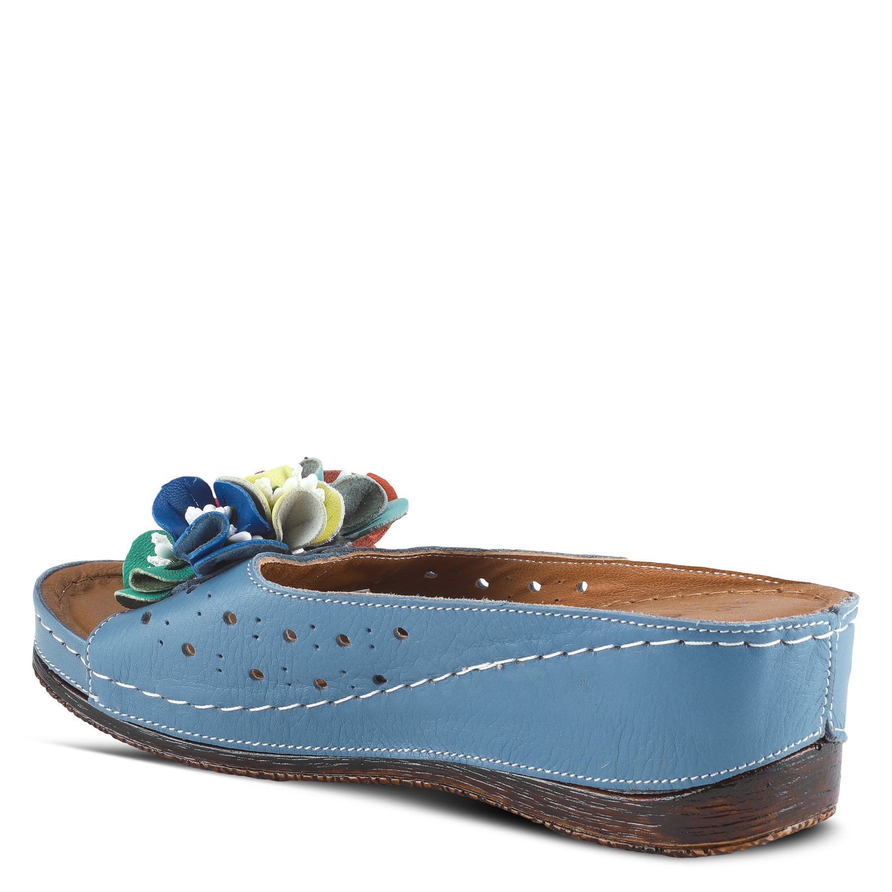 Flowerchild Sandal: Wedge Leather Slide – Spring Step Shoes