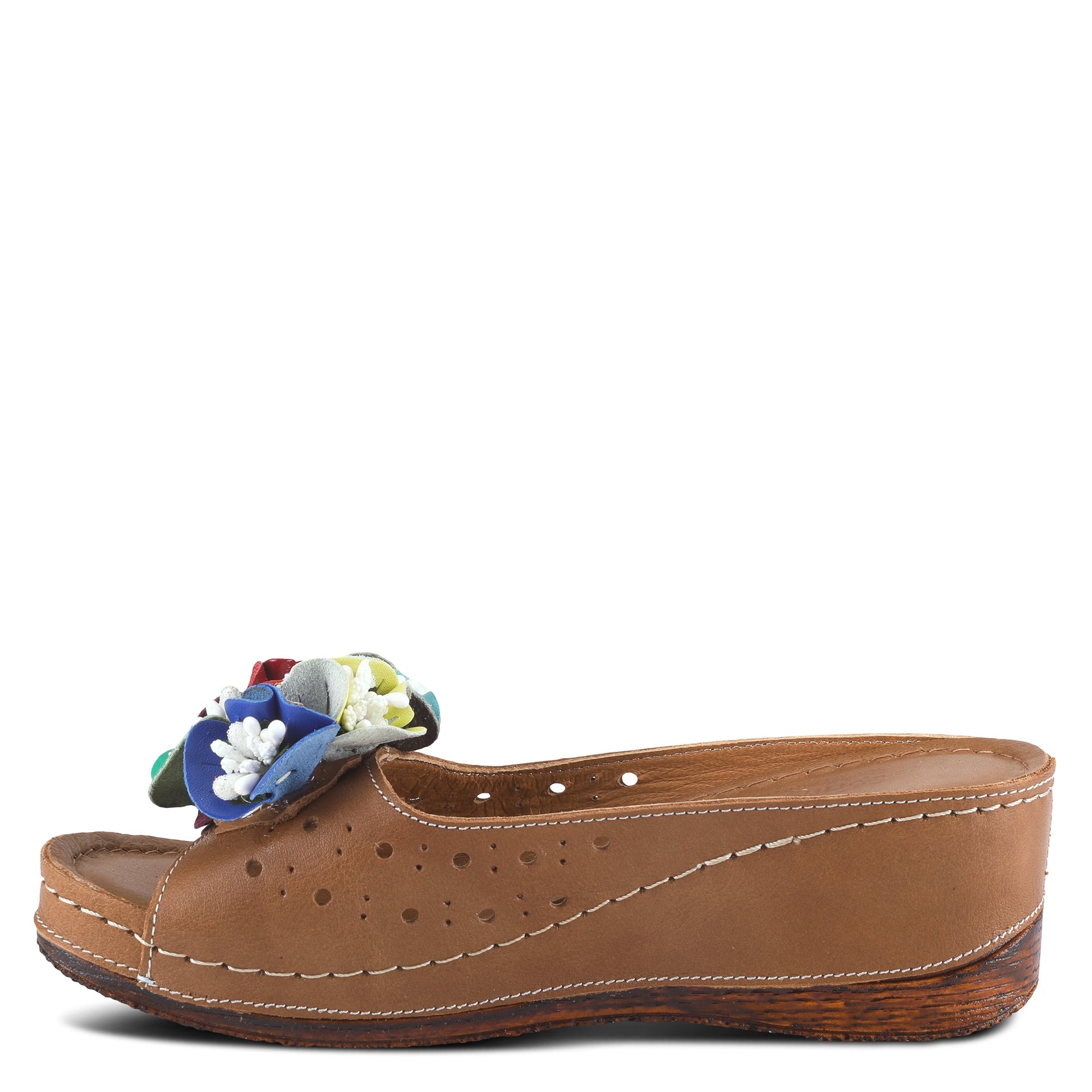 Flowerchild Sandal: Wedge Leather Slide – Spring Step Shoes