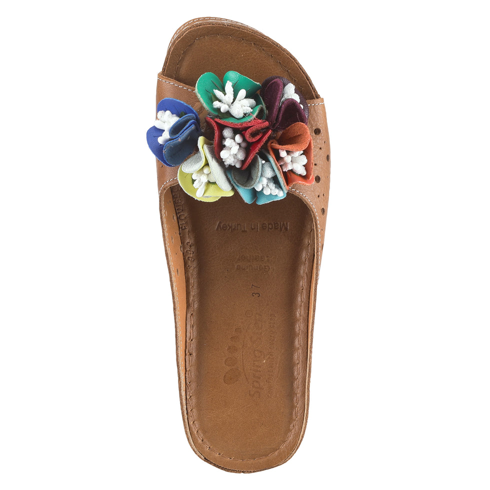 Flowerchild Sandal: Wedge Leather Slide – Spring Step Shoes