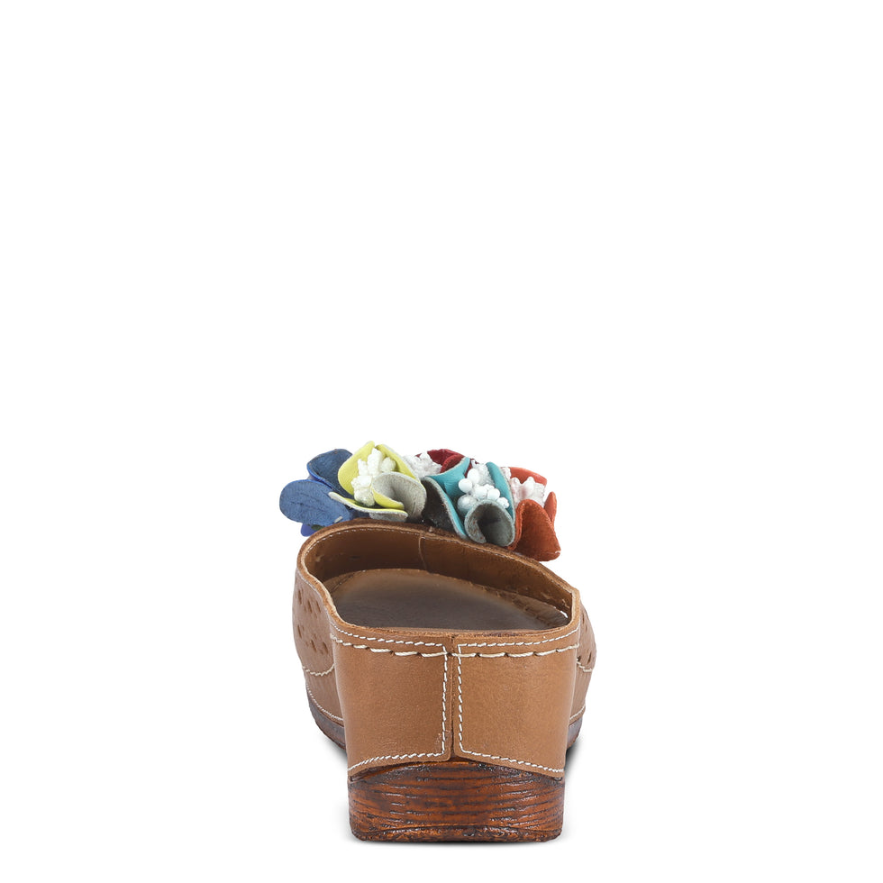 Flowerchild Sandal: Wedge Leather Slide – Spring Step Shoes