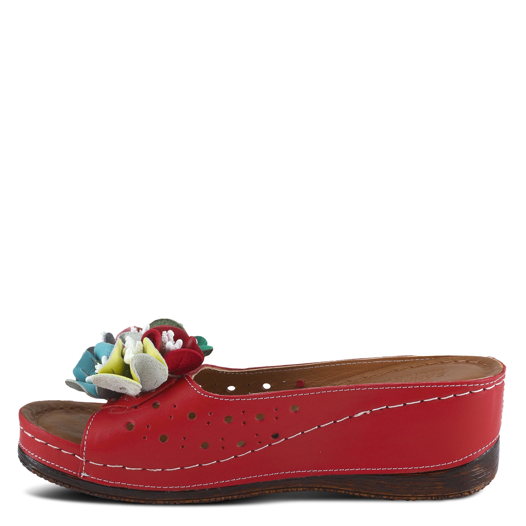 Flowerchild Sandal: Wedge Leather Slide – Spring Step Shoes