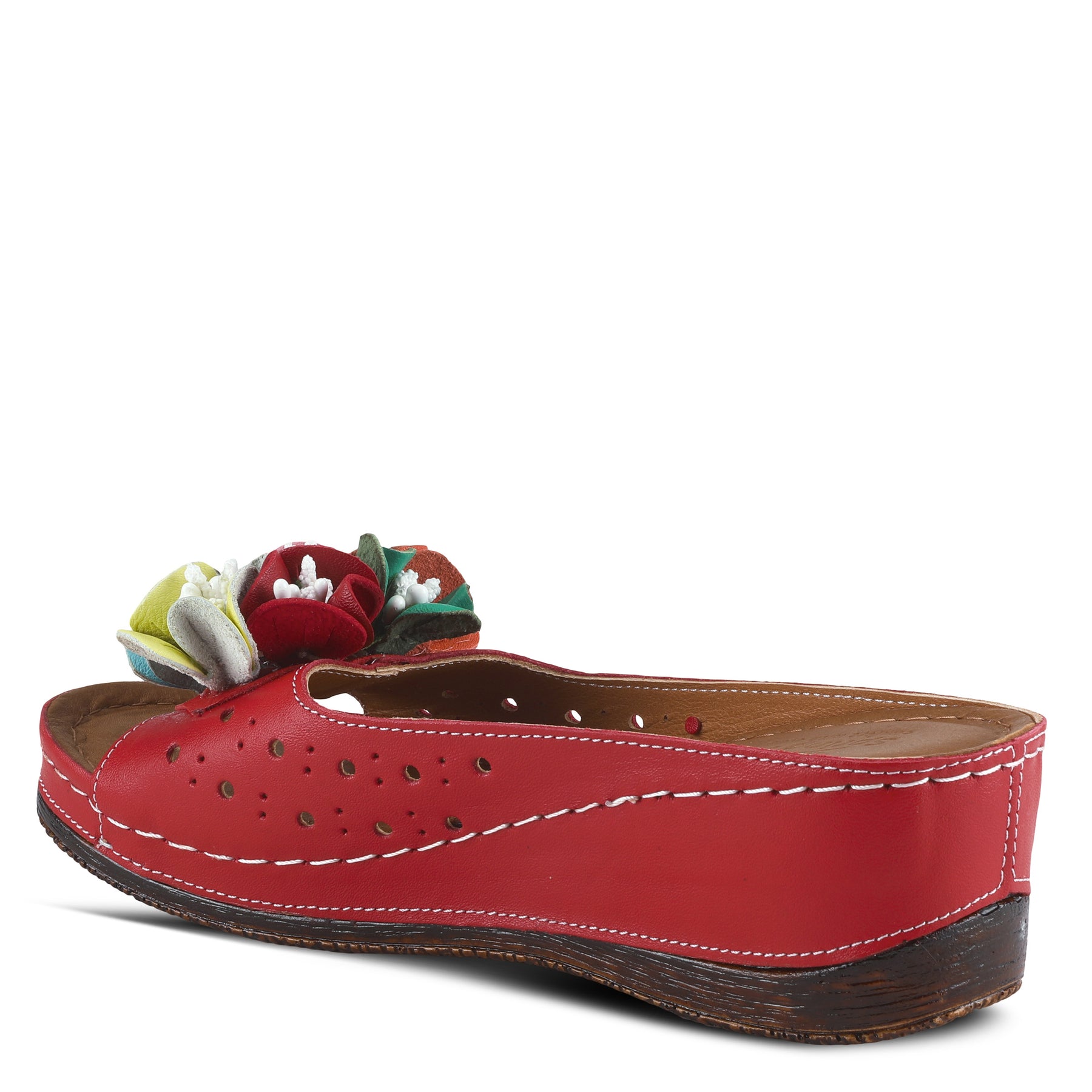 Flowerchild Sandal: Wedge Leather Slide – Spring Step Shoes