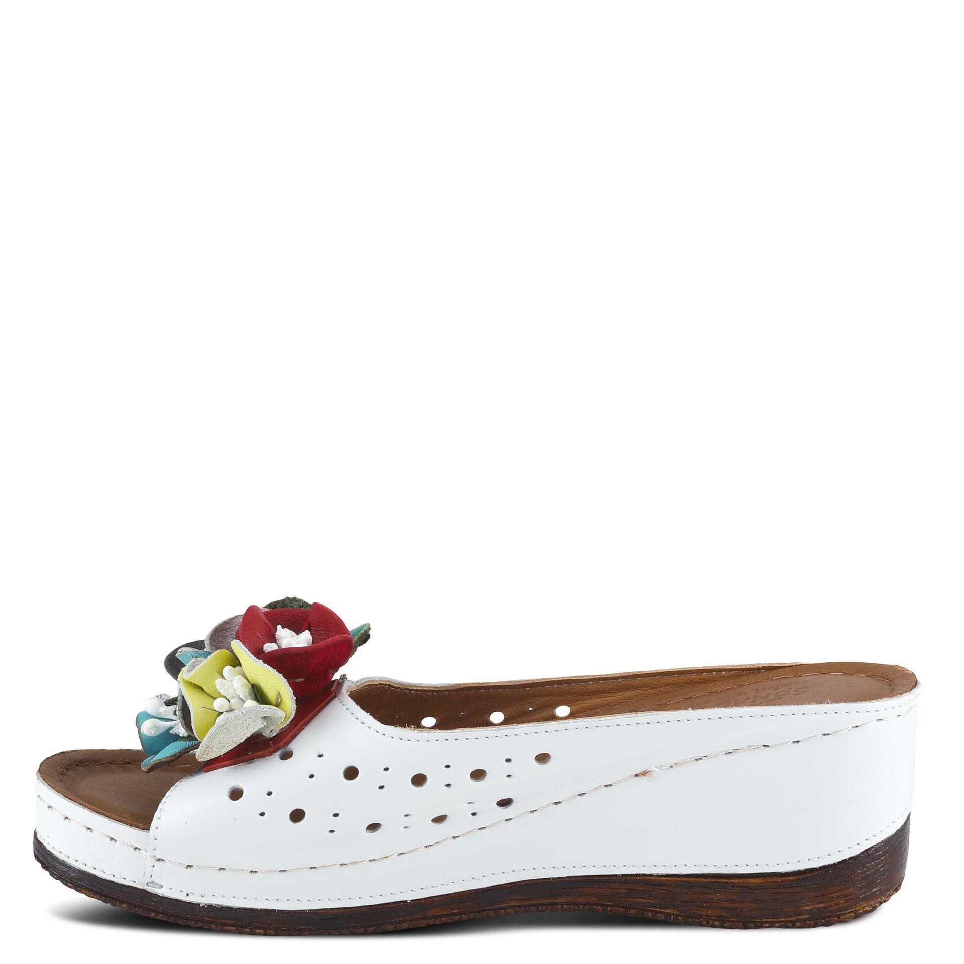 Flowerchild Sandal: Wedge Leather Slide – Spring Step Shoes