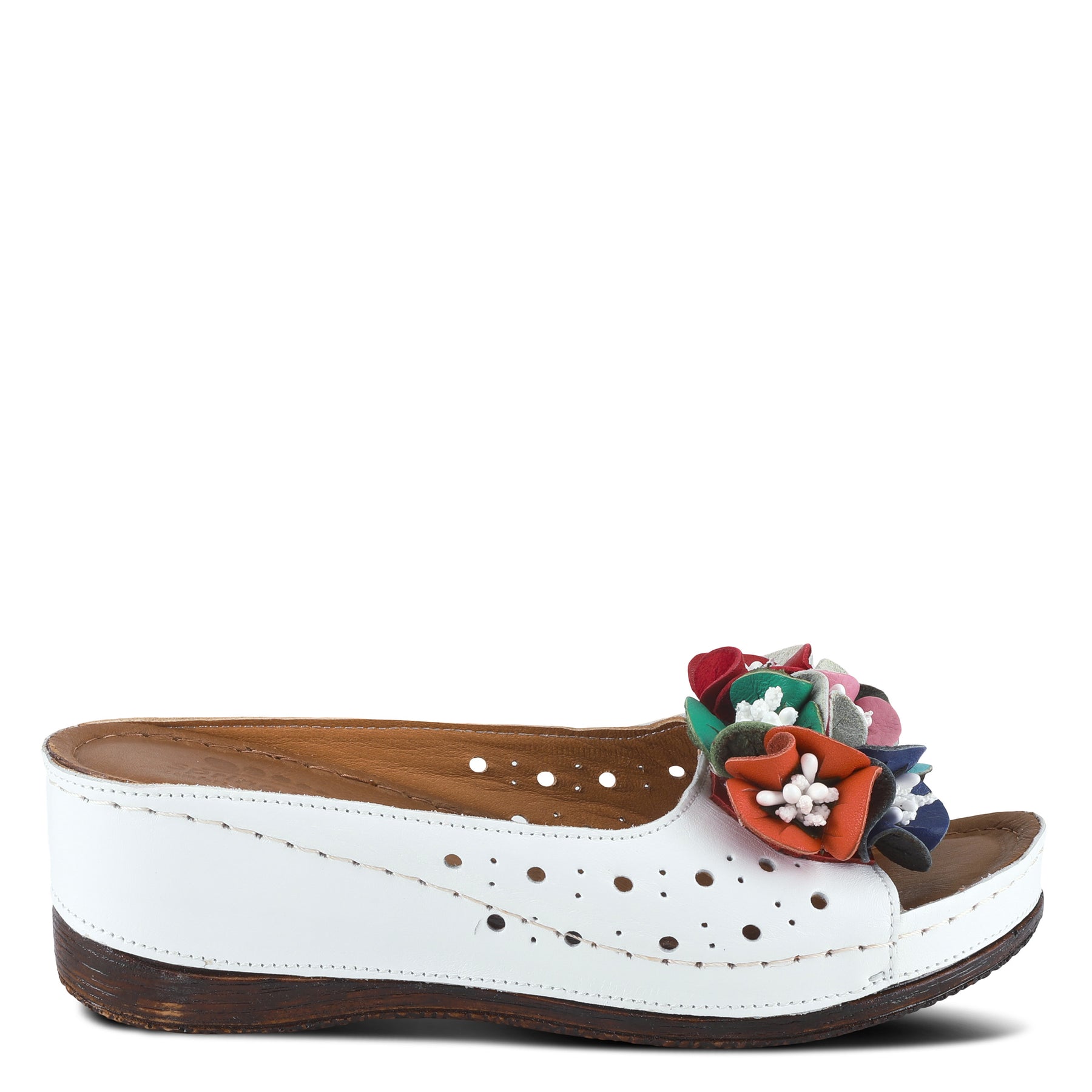 Flowerchild Sandal: Wedge Leather Slide – Spring Step Shoes
