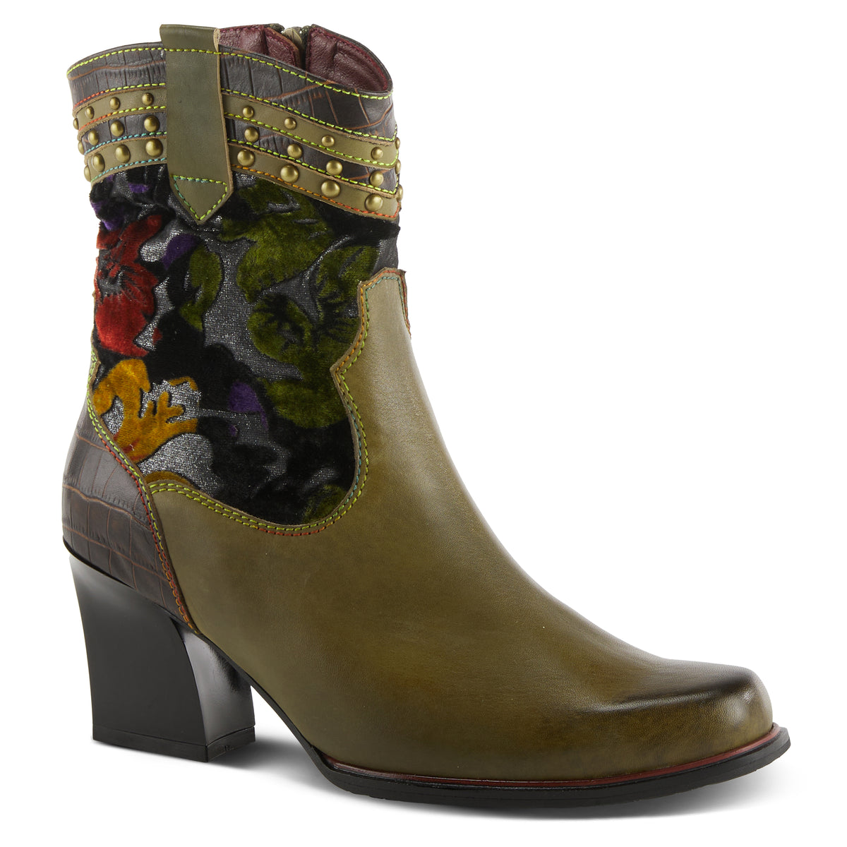 Happytime Western Leather Heel Booties - Spring Step Shoes